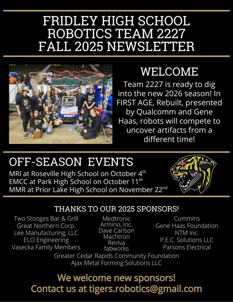 Newsletter and Updates - Fridley Tigers Robotics